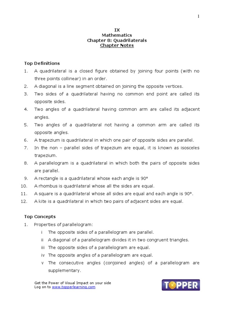 Properties of Quadrilaterals Explained | PDF | Rectangle | Euclidean ...