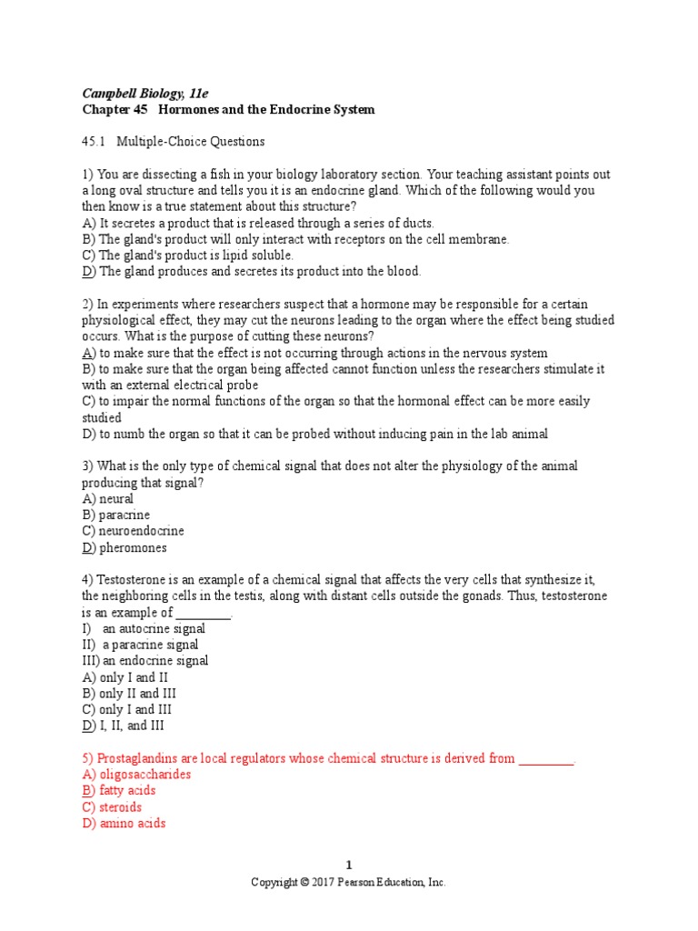 Chapter 45 Hormones and The Endocrine System | PDF | Hormone | Cell ...