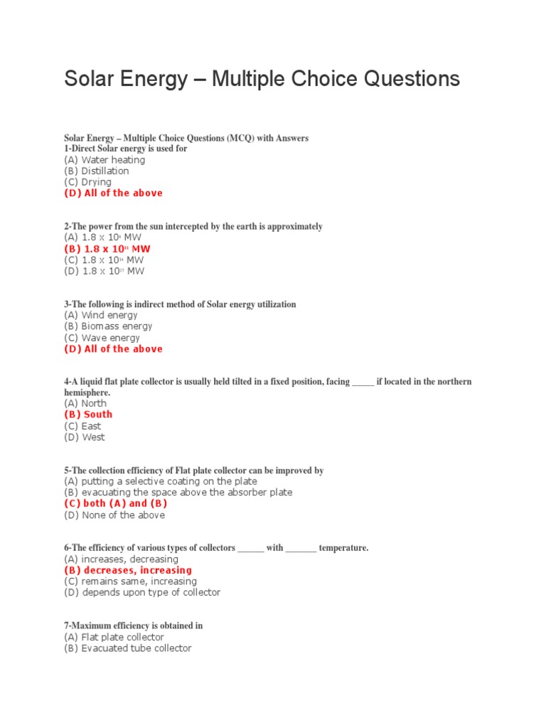 Solar Energy Fundamentals: A Comprehensive Collection of Multiple ...