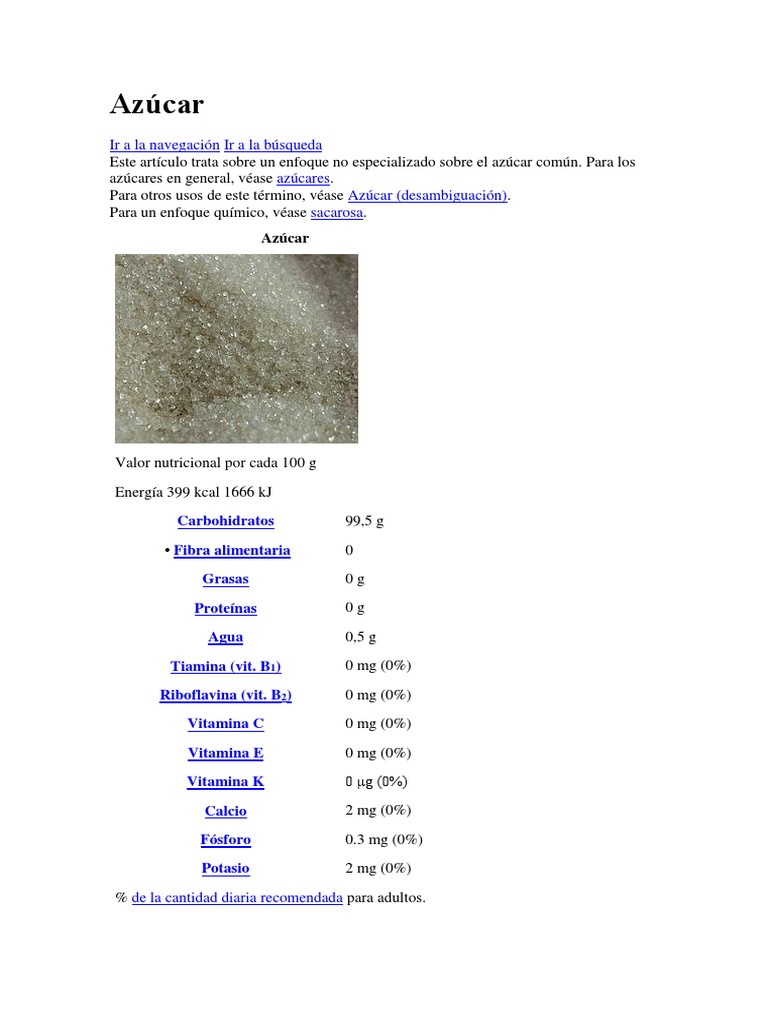 Azúcar | PDF | Azúcar | Dieta y nutrición