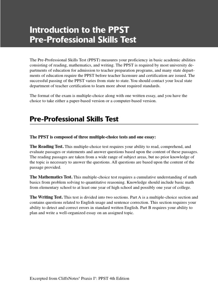 About The Praxis I PPST Exam | PDF | Multiple Choice | Test (Assessment)