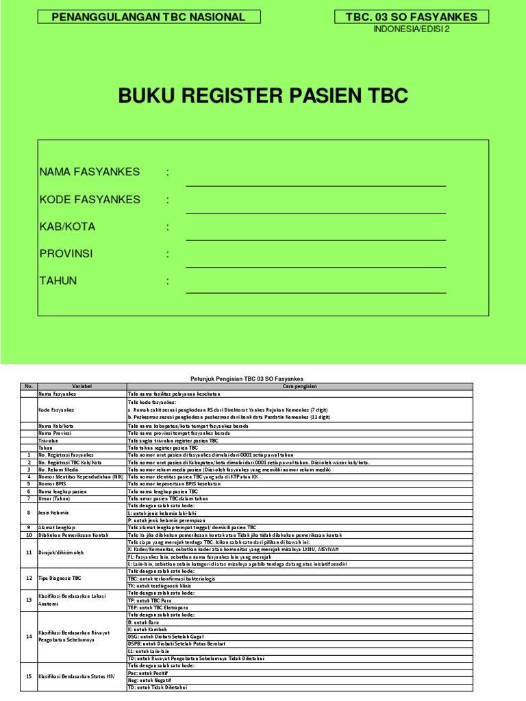 Formulir Register Pasien TBC 03 | PDF