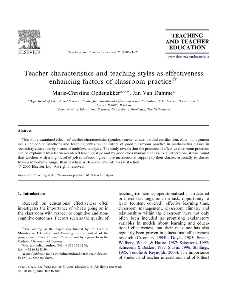 Effective Teaching Styles & Traits | PDF | Multilevel Model | Teachers