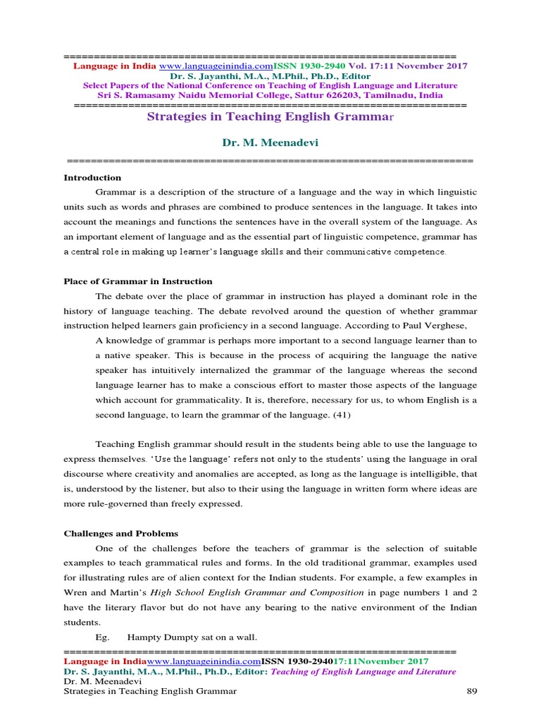 Meena Devi Grammar Teaching | PDF | Grammar | Teachers