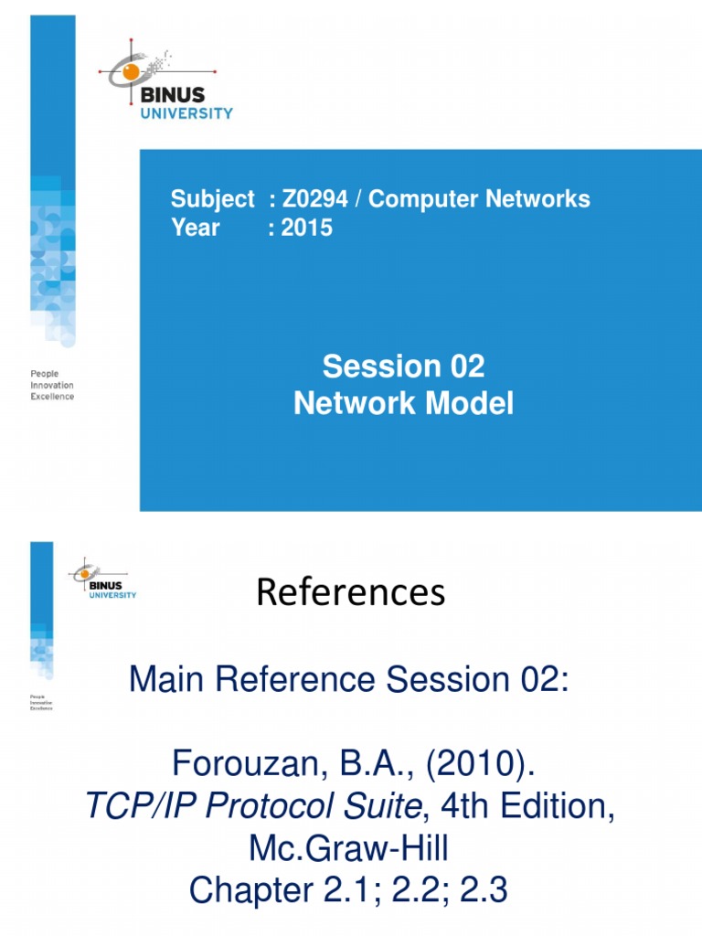 Session 02 Network Model: Subject: Z0294 / Computer Networks Year: 2015 ...