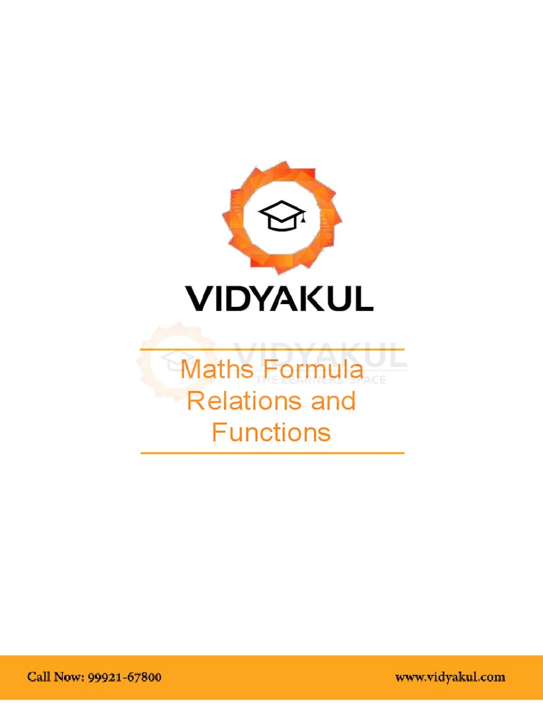 Maths Formula Relations and Functions | PDF | Integer | Complex Number