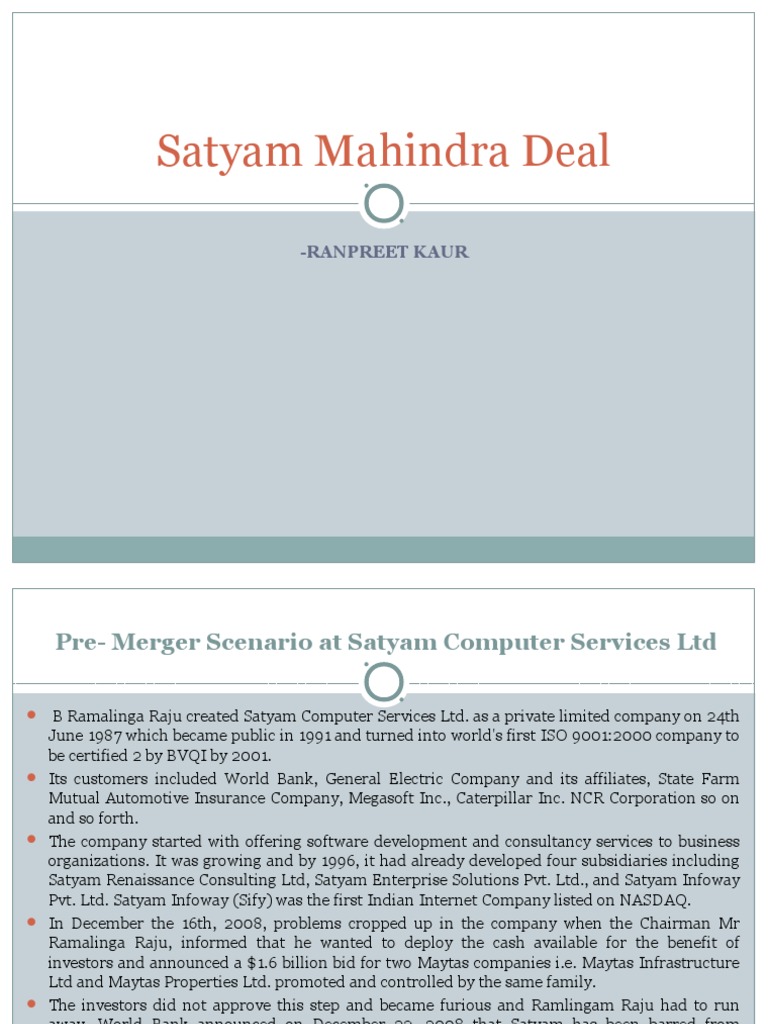 The Merger of Tech Mahindra and Satyam: Enhancing Capabilities ...