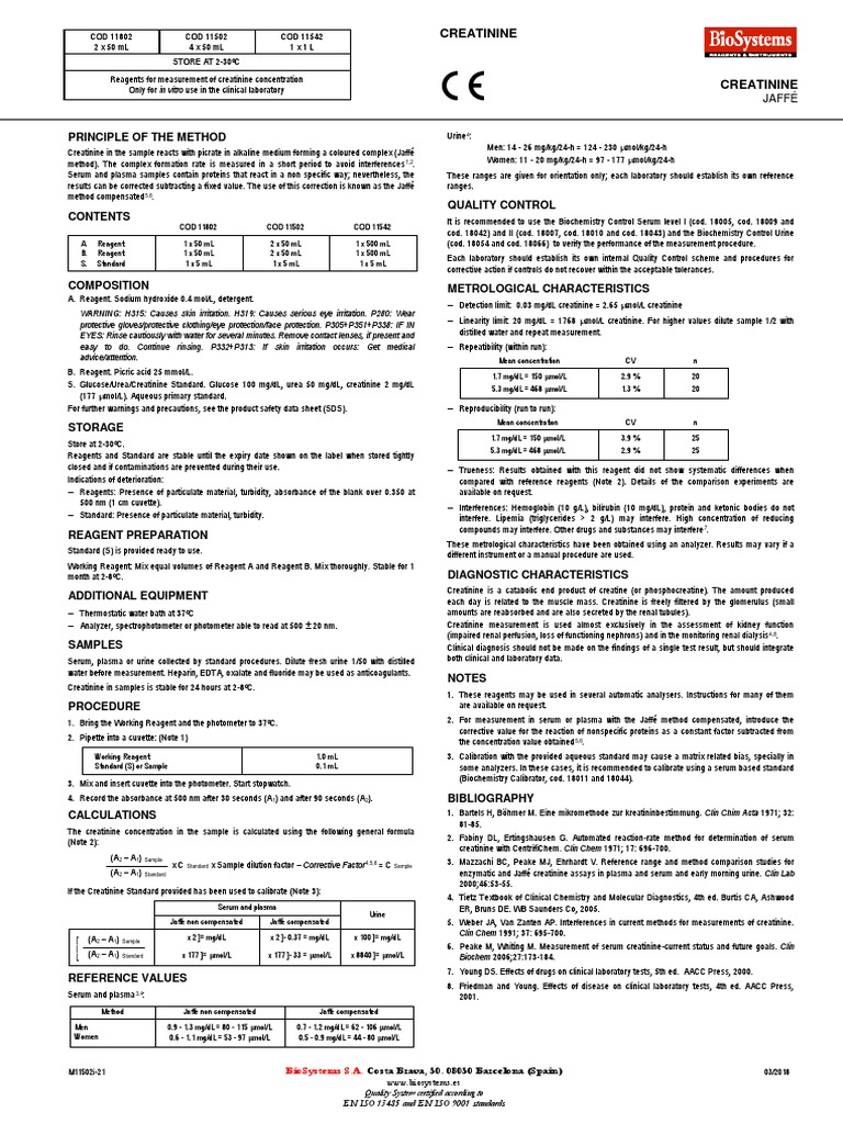 Insert Kit Kimia Klinik | PDF | Creatinine | Kidney