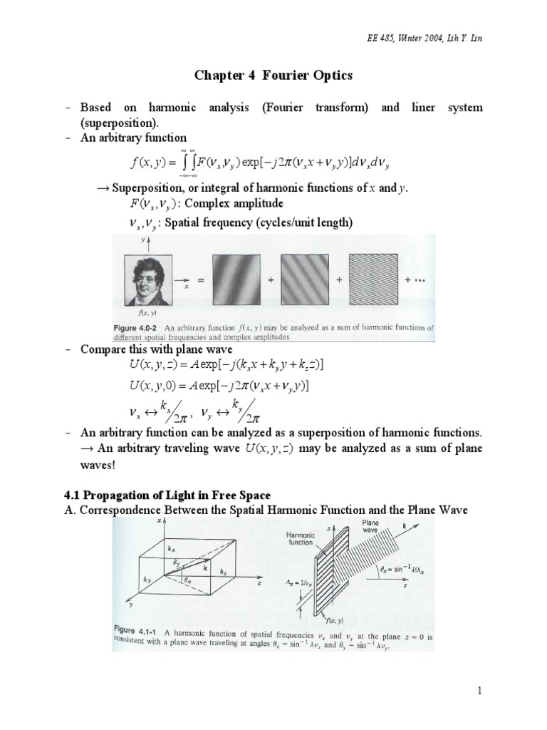 Chapter 4 Fourier Optics: D D y X J F y X F F | PDF | Diffraction ...