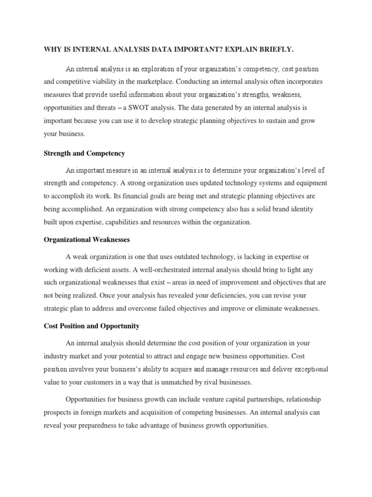 Importance of Internal Analysis of Data | PDF | Competence (Human ...