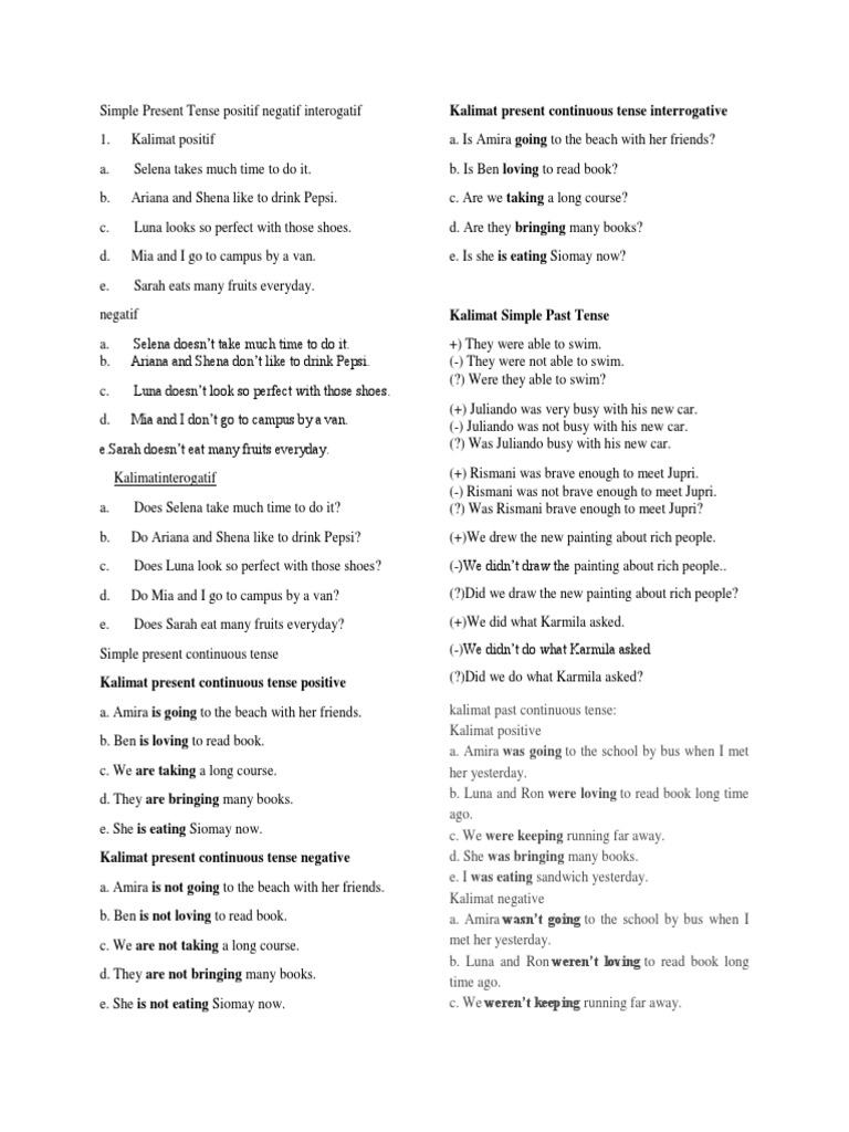 Simple Present Continuous Past And Future Tenses Pdf Linguistic