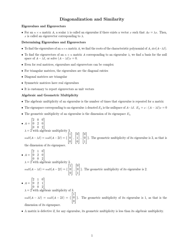 Diagonalization and Similarity | Download Free PDF | Eigenvalues And Eigenvectors | Linear Algebra