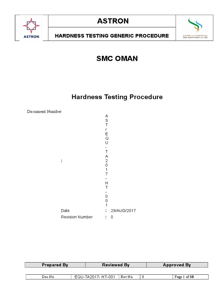 Hardness Testing Procedure | PDF | Nondestructive Testing | Materials