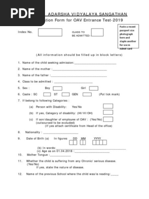 Adarsha Vidyalaya Form Fill Up 2023 - Printable Forms Free Online