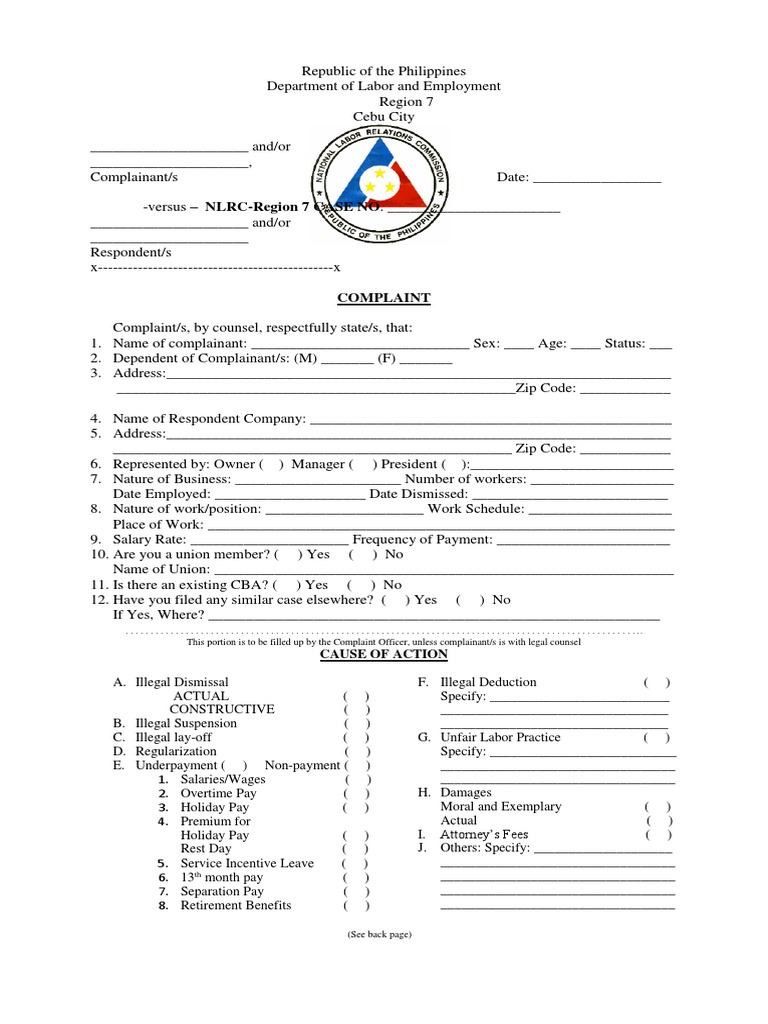 Labor Complaint | PDF | Employment | Labor