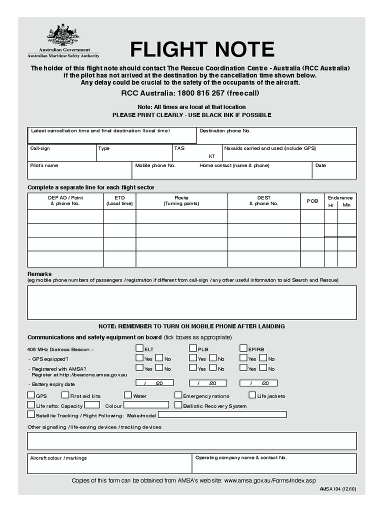 Flight Note | PDF | Emergency Services | Rescue