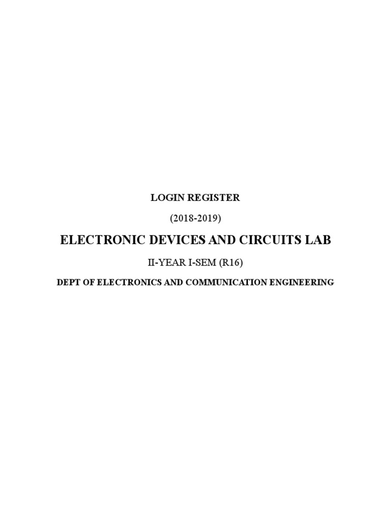 Electronics Lab Login Registers 2018-2019 | PDF | Technology & Engineering