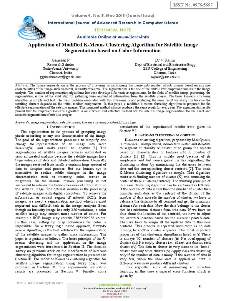 Application of Modified K-Means Clustering Algorithm For Satellite Image Segmentation Based On ...