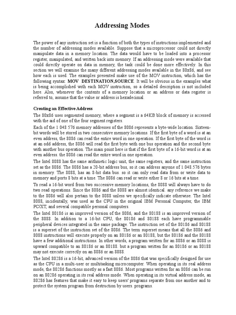 Addressing Modes: Creating An Effective Address | PDF | Input/Output | Central Processing Unit