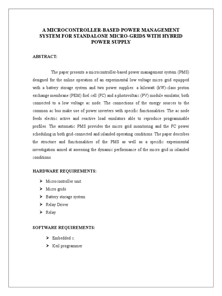 A Microcontroller-Based Power Management System For Standalone Micro-Grids With Hybrid Power ...