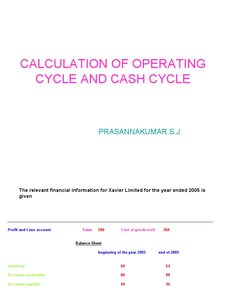Calculation of Operating Cycle and Cash Cycle | PDF | Finance & Money ...