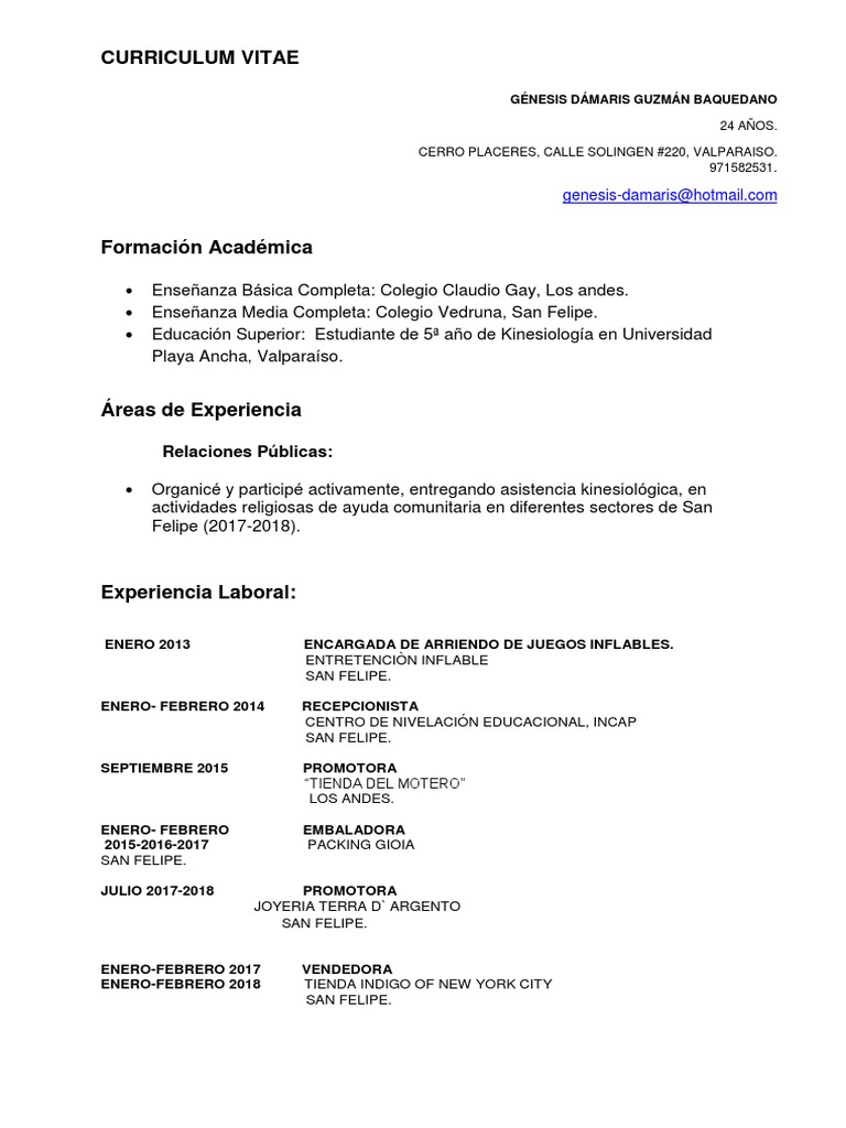 Curriculum Vitae Génesis | PDF