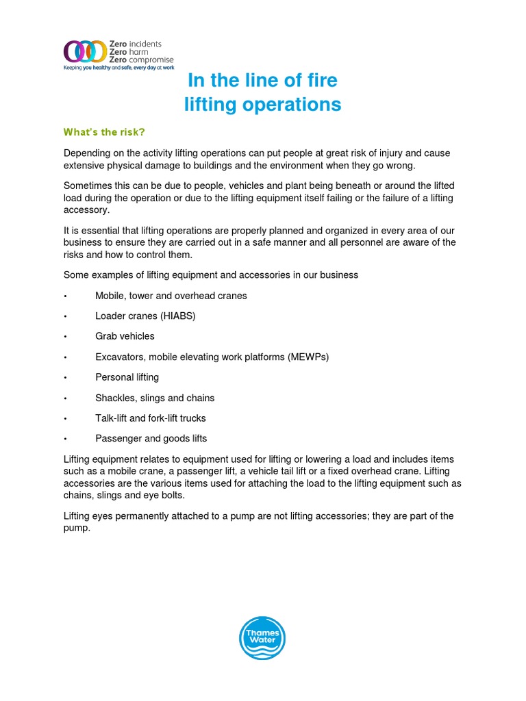 In The Line of Fire Lifting Operations: What's The Risk? | PDF ...
