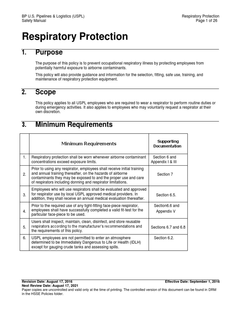 Respiratory Protection - Harmonized - Policy | PDF | Particulates ...