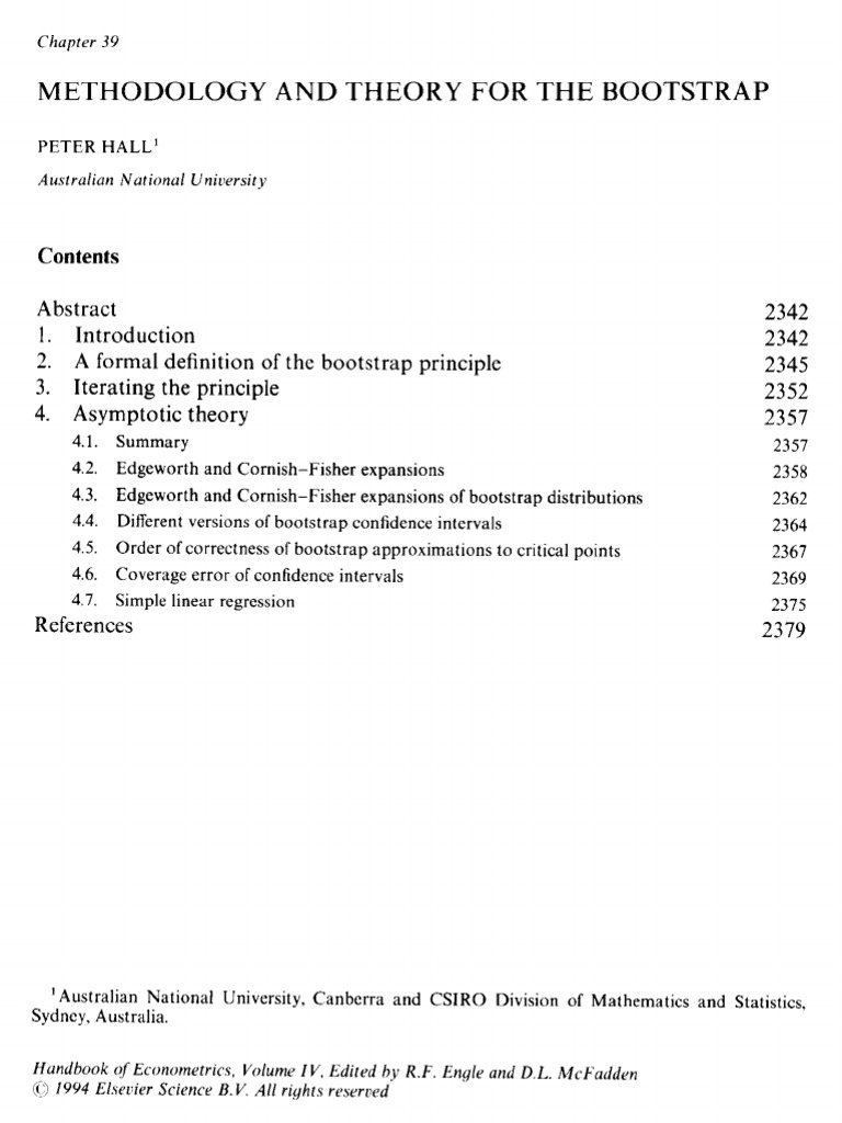 E-Book - Methodology and Theory For The Bootstrap | PDF | Bootstrapping (Statistics ...