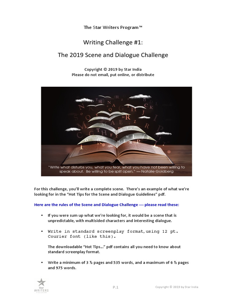 The 2019 Online Scene and Dialogue Challenge | PDF | Screenplay