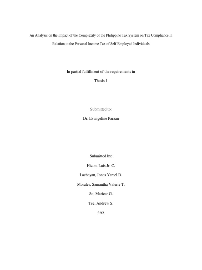 In Partial Fulfillment of The Requirements in Thesis 1 | PDF | Taxation ...