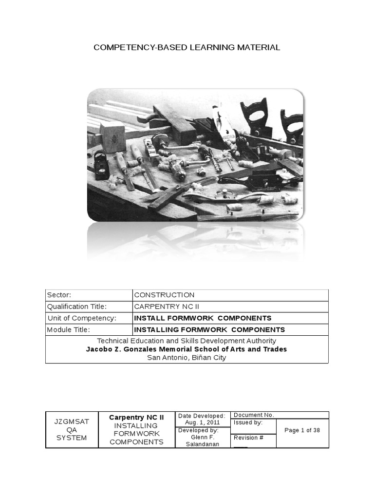 Installing Formwork Components Guide | PDF | Scaffolding | Carpentry