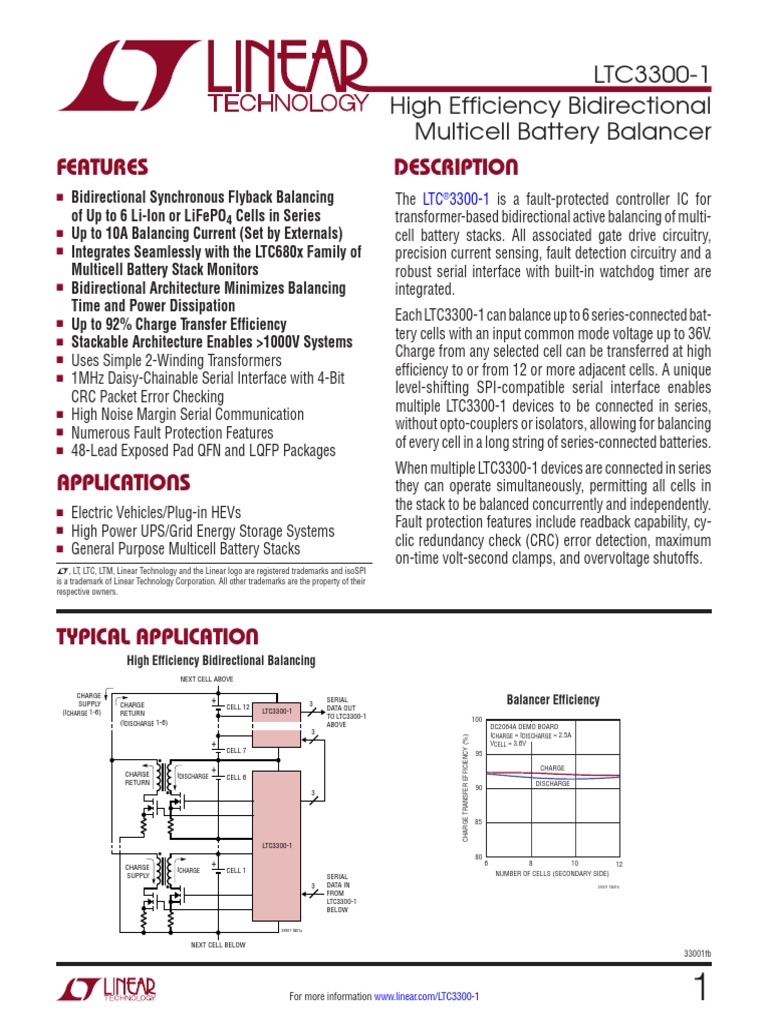 Features Description: LTC3300-1 High Efficiency Bidirectional Multicell ...