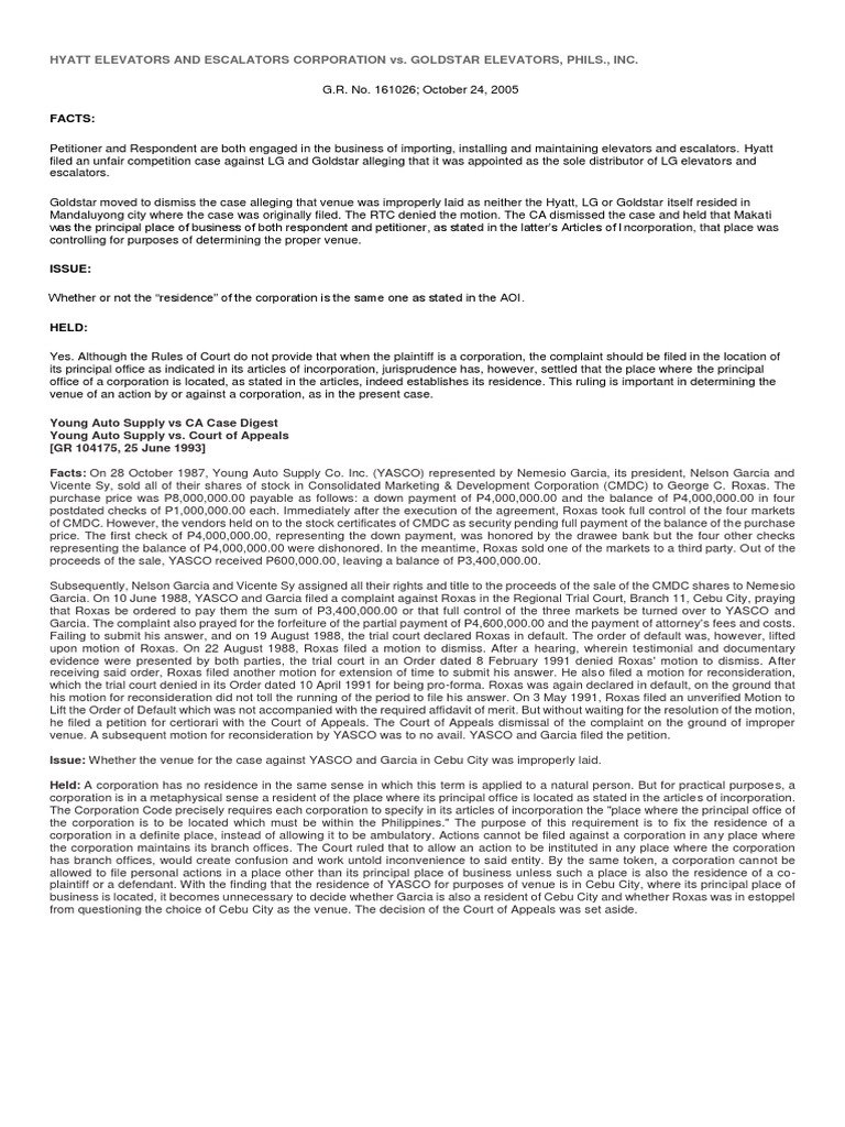 Digest Corpo Cases | PDF