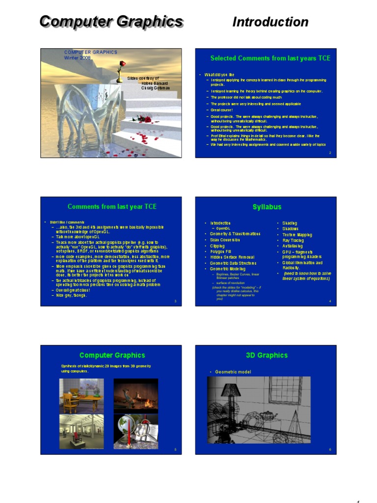 Computer Graphics: Selected Comments From Last Years TCE | PDF | Computer Graphics | Shader