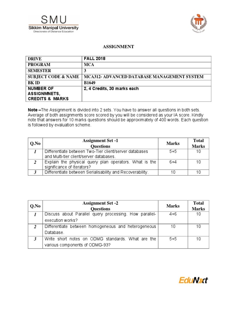 Mca312 - Advanced Database Management System | PDF | Databases | Data ...