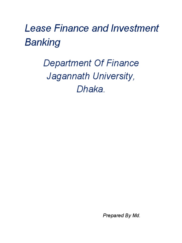 Lease Finance and Investment Banking PDF | PDF | Lease | Renting