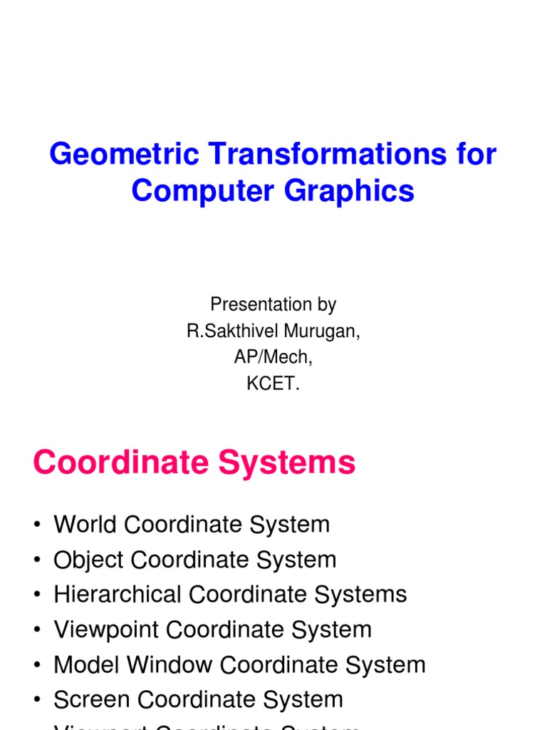 2d And 3d Transformations Pdf 2 D Computer Graphics Hierarchy