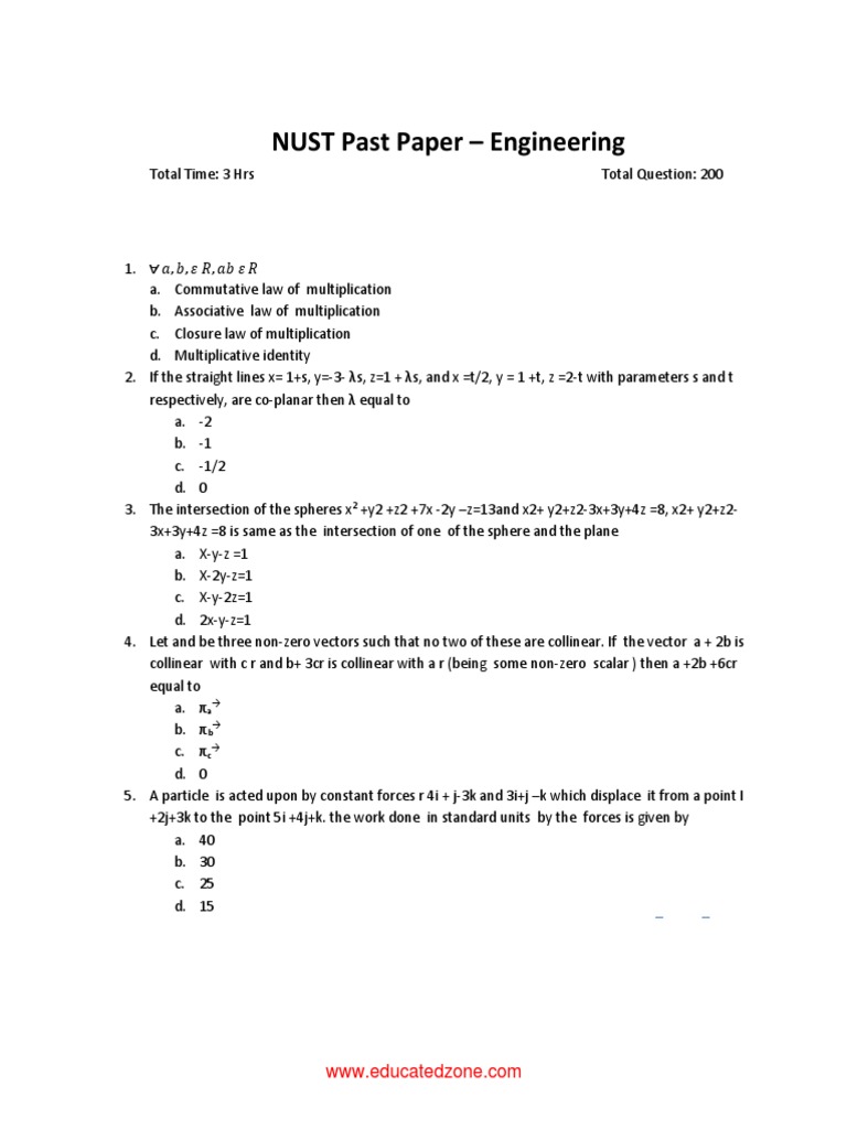 NUST Engineering Pastpaper 5 PDF | PDF | Thermal Expansion | Rotation Around A Fixed Axis