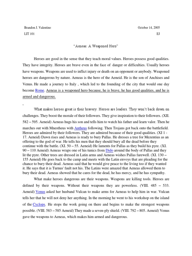 Aeneas - A Weaponed Hero | PDF | Aeneid | Works About Italy