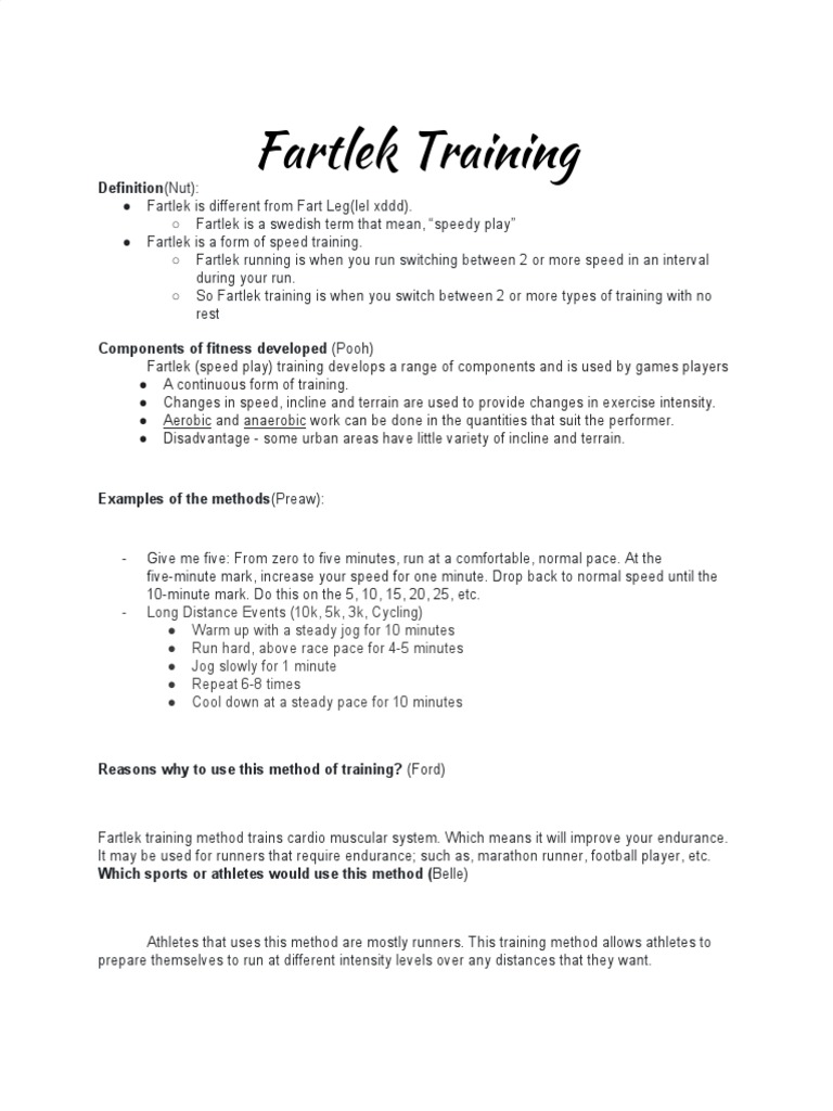 Fartlek Training: Methods and Benefits | PDF | Technology & Engineering