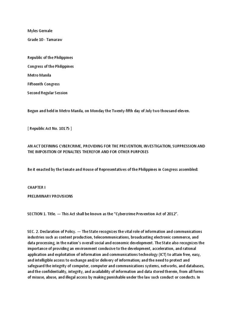 Anti-Cyber Crime Law Philippines | PDF | Computer Security | Security