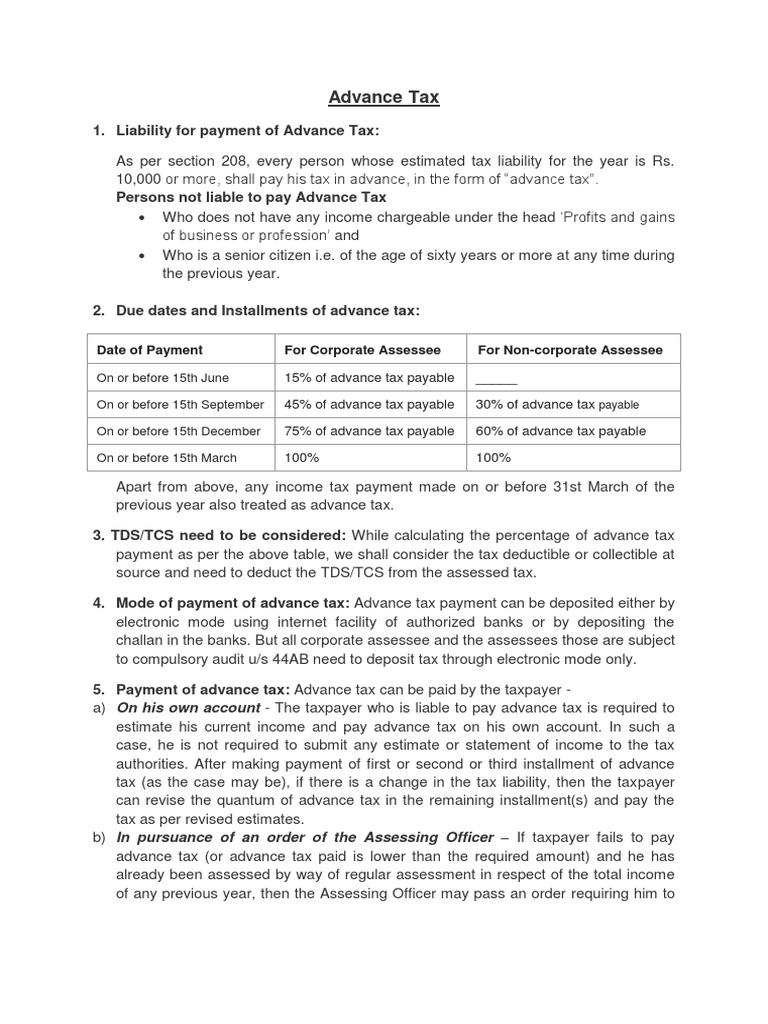 Advance Tax | PDF | Income Tax | Taxpayer
