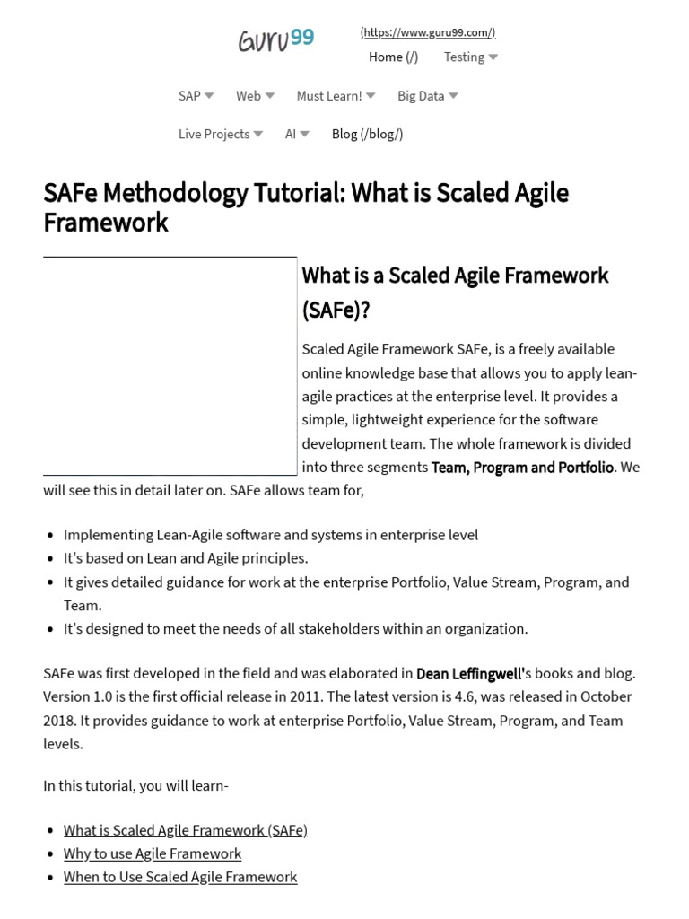 SAFe Methodology Tutorial - What Is Scaled Agile Framework | PDF | Scrum (Software Development ...