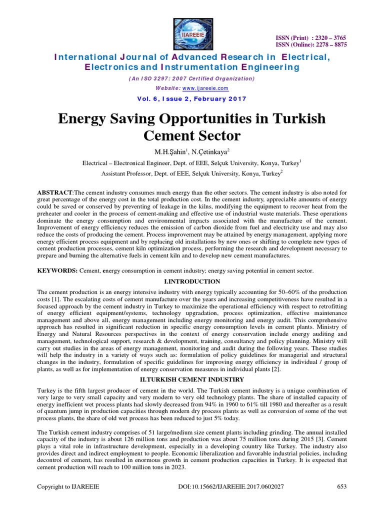 Energy Saving Opportunities in Turkish Cement Sector | PDF | Coal | Cement
