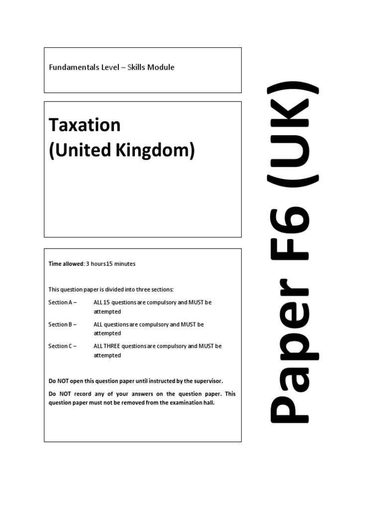 ACCA F6 Mock Exam Questions | PDF | Value Added Tax | United Kingdom ...