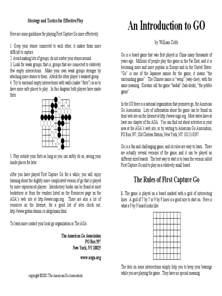 An Introduction To GO: The Rules of First Capture Go | PDF | Gaming ...