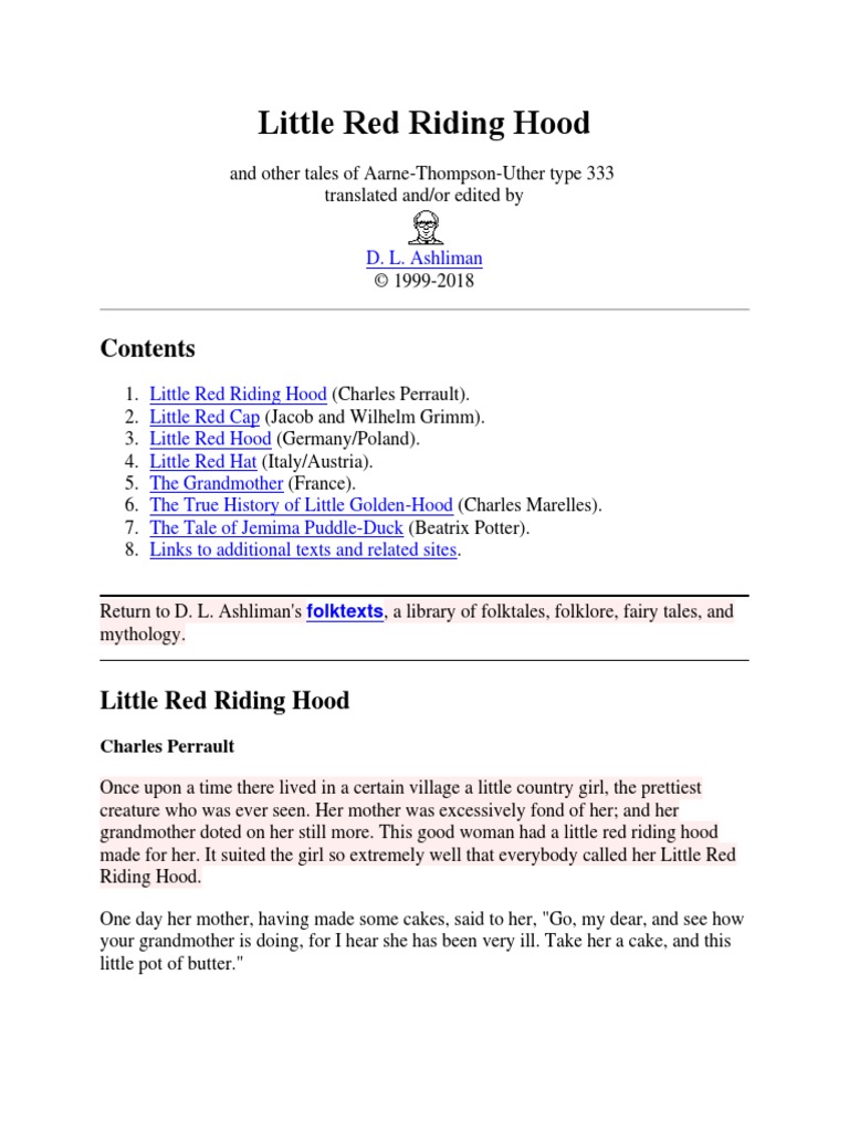 Little Red Riding Hood | PDF | Little Red Riding Hood | Folklore