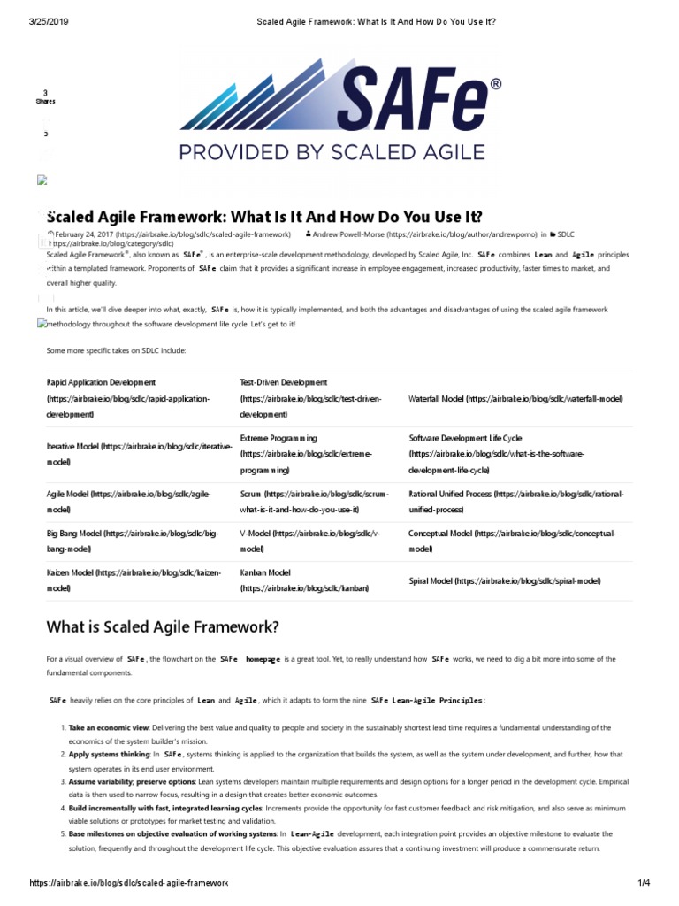 Scaled Agile Framework - What Is It and How Do You Use It | PDF | Agile ...