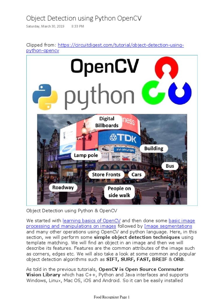 Object Detection Using Python OpenCV | PDF | Imaging | Image Processing